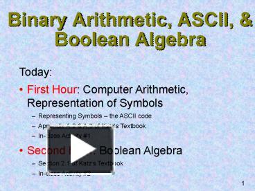 Binary Arithmetic, ASCII, presentation | free to view