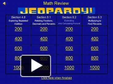PPT – Math review jeopardy PowerPoint presentation | free to download ...