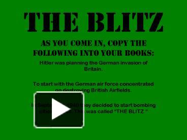 The Blitz presentation | free to view