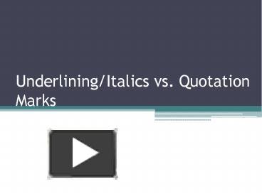 Underlining/Italics vs. Quotation Marks presentation | free to download