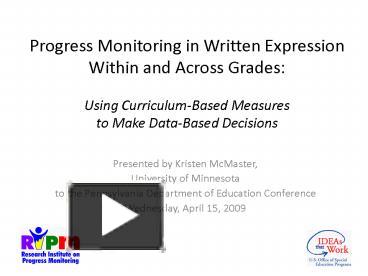 Progress Monitoring in Written Expression Within and Across Grades ...