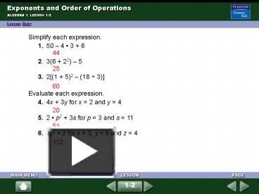 Exponents and Order of Operations presentation | free to view