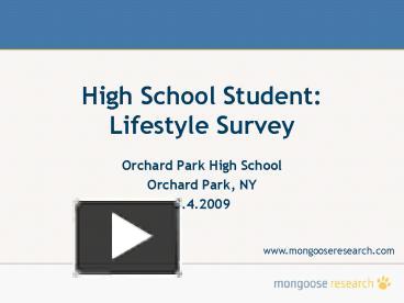 High School Student: Lifestyle Survey presentation | free to view