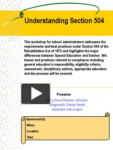 Understanding Section 504 presentation | free to view