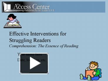 Effective Interventions for Struggling Readers Comprehension: The ...