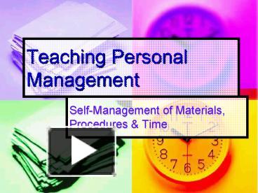 PPT – Teaching Personal Management PowerPoint presentation | free to ...