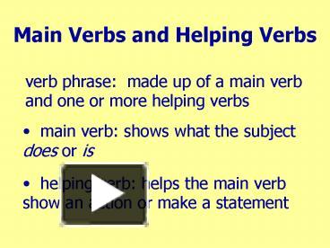 Main Verbs and Helping Verbs presentation | free to view