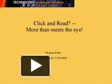 PPT – Click and Read More than meets the eye PowerPoint presentation ...