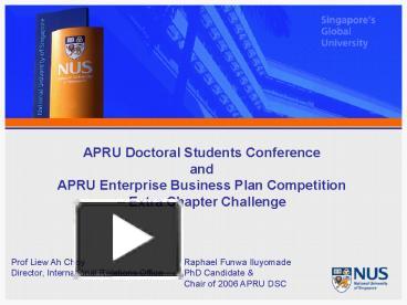PPT – APRU Doctoral Students Conference PowerPoint presentation | free to view - id: 1603ac-ZDc1Z