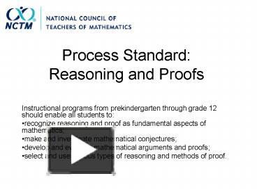Process Standard: Reasoning and Proofs presentation | free to view