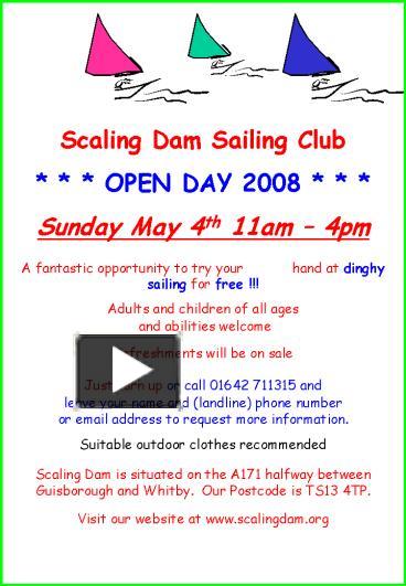 PPT – Scaling Dam Sailing Club PowerPoint presentation | free to view - id: 1604a0-ZDc1Z