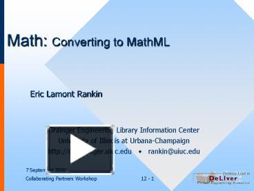 Math: Converting to MathML presentation | free to view