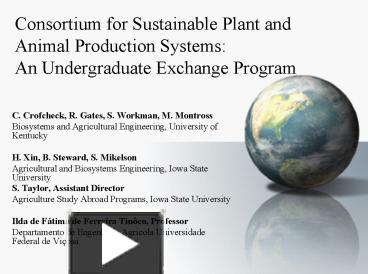 Consortium for Sustainable Plant and Animal Production Systems: An ...