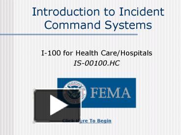 Introduction to Incident Command Systems presentation | free to view