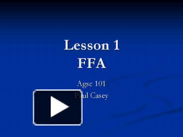 Lesson 1 FFA presentation | free to view