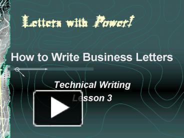 Letters with Power presentation | free to view