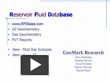 Reservoir Fluid Database presentation | free to view