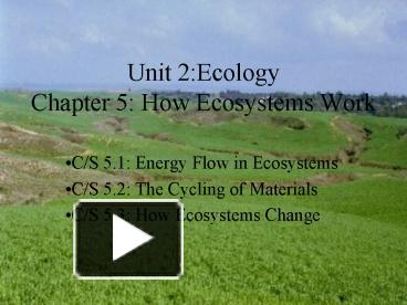PPT – Unit 2:Ecology Chapter 5: How Ecosystems Work PowerPoint ...