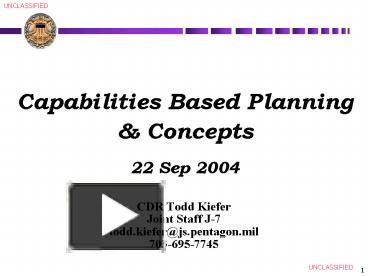 Capabilities Based Planning presentation | free to view