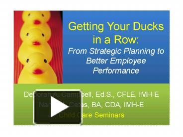 Getting Your Ducks in a Row: From Strategic Planning to Better Employee ...
