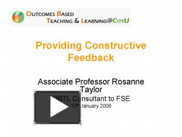 Providing Constructive Feedback presentation | free to view