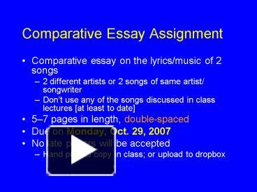 Comparative Essay Assignment presentation | free to view