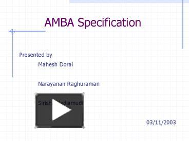 AMBA Specification presentation | free to view