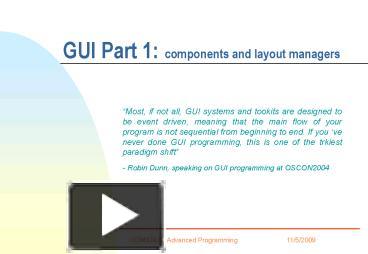 GUI Part 1:components and layout managers presentation | free to view
