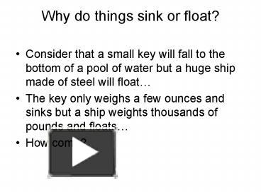 Why do things sink or float presentation | free to view