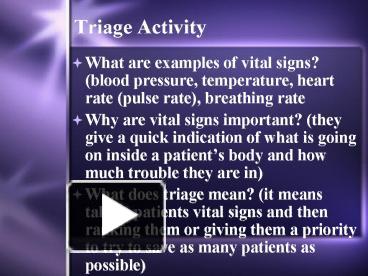 PPT – Triage Activity PowerPoint presentation | free to view - id ...