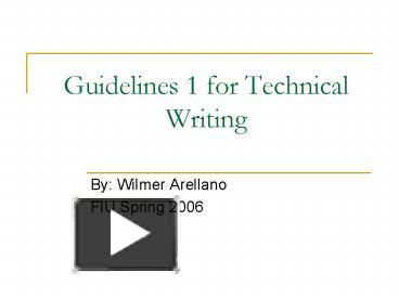 Guidelines 1 for Technical Writing presentation | free to view