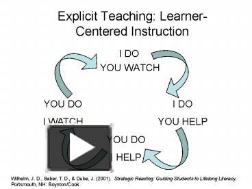 Explicit Teaching: LearnerCentered Instruction presentation | free to view