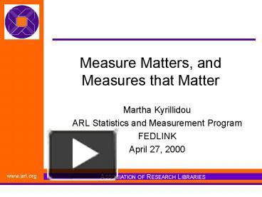 Measure Matters, and Measures that Matter presentation | free to download