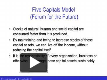 PPT – Five Capitals Model Forum for the Future PowerPoint presentation | free to view - id ...