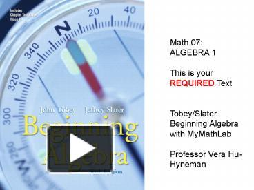 PPT – Math 07: ALGEBRA 1 PowerPoint presentation | free to view - id ...