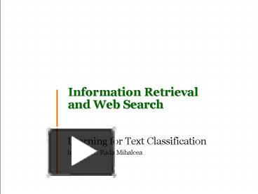 Information Retrieval and Web Search presentation | free to view