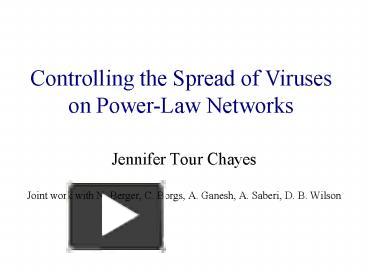 PPT – Jennifer Tour Chayes PowerPoint presentation | free to view - id: 176402-ZDc1Z