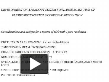 PPT – DEVELOPMENT OF A READOUT SYSTEM FOR LARGE SCALE TIME OF PowerPoint presentation | free to ...