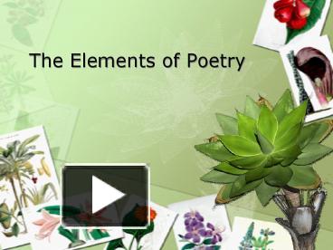 The Elements of Poetry presentation | free to view