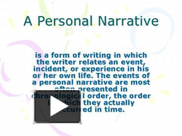 A Personal Narrative presentation | free to view