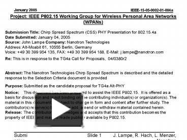 Chirp Spread Spectrum (CSS) PHY Submission presentation | free to download