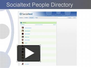 PPT – Socialtext People Directory PowerPoint presentation | free to view - id: 17ba44-ZTZiM