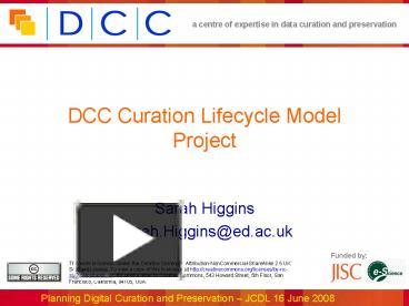 DCC Curation Lifecycle Model Project presentation | free to view