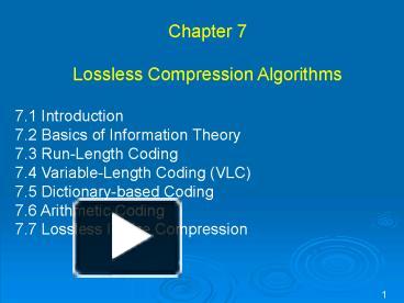 Lossless Compression Algorithms presentation | free to view