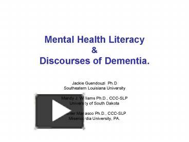 Mental Health Literacy presentation | free to view