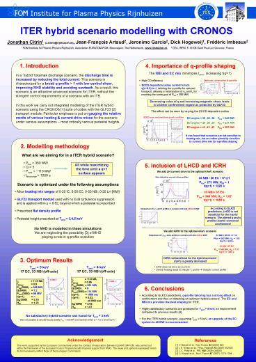 PPT – ITER hybrid scenario modelling with CRONOS PowerPoint presentation | free to view - id ...