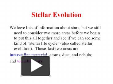 Stellar Evolution presentation | free to view