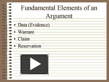 PPT – Fundamental Elements of an Argument PowerPoint presentation ...