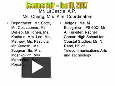 PPT – Mr' LaCascia, A'P' Ms' Cheng, Mrs' Kim, Coordinators PowerPoint presentation | free to ...