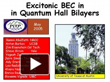 Excitonic BEC in presentation | free to view
